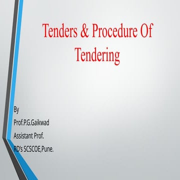 Types of tender and their processing. | PPTX