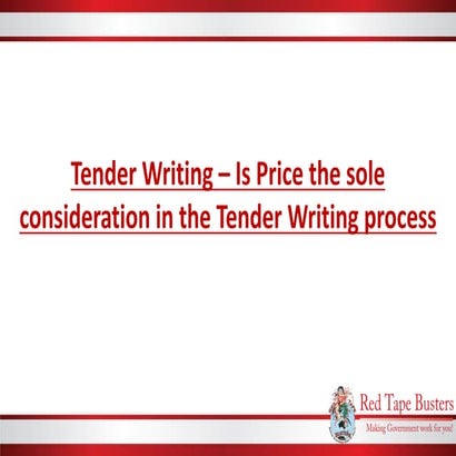 Tender Writing – Is Price the sole consideration in the Tender Writing ...