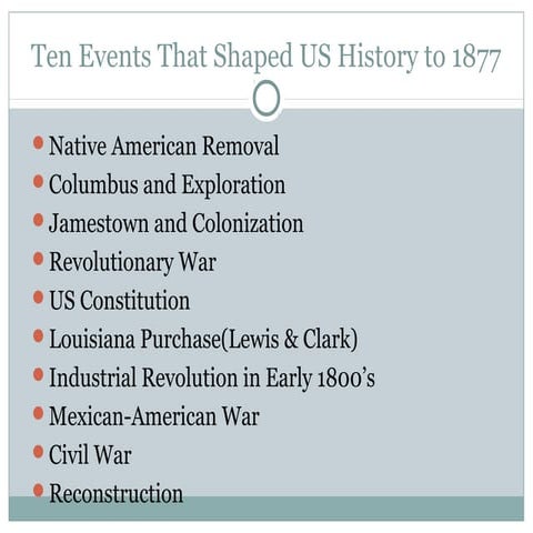 Ten events shaping us history | PPT