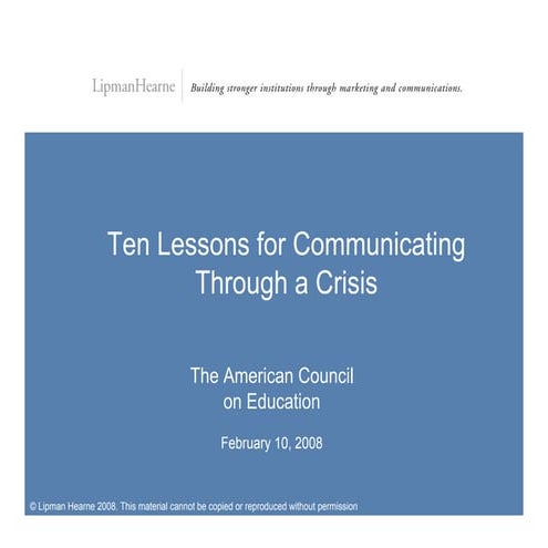 Ten Lessons for Communicating Through a Crisis | PPT