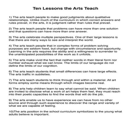 Ten Lessons the Arts Teach | PDF