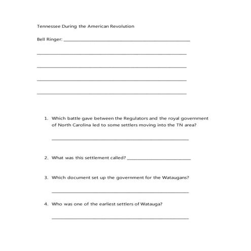 Tennessee during the american revolution notes | DOCX