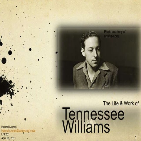 The Life & Work of Tennessee Williams | PPTX
