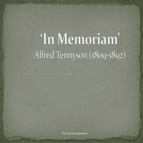 Tennyson In Memoriam | PPTX | Poetry | Books and Literature