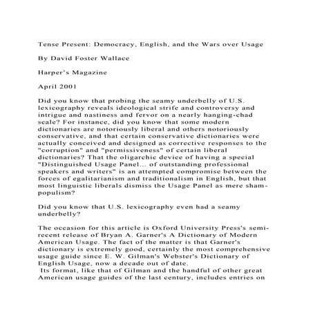 Tense Present Democracy, English, and the Wars over UsageBy D.docx