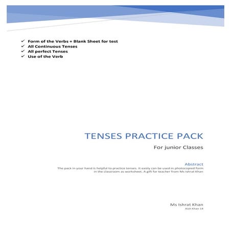 Tenses practice pack for junior classes | PDF