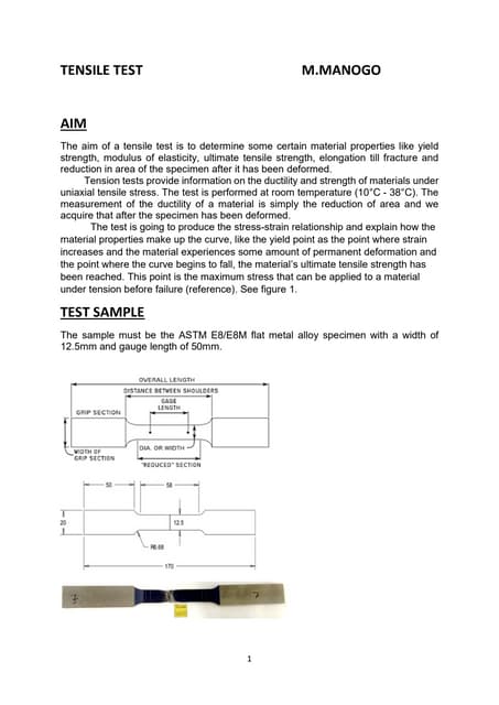 Sample preparation for tensile test 2 | PDF