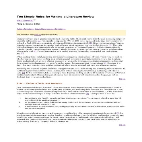 Ten simple rules for writing a literature review | DOCX