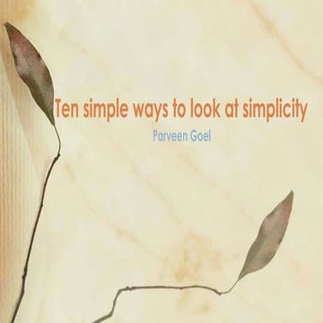 Ten simple ways to look at simplicity | PPT
