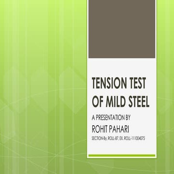 Tension test of mild steel | PPTX