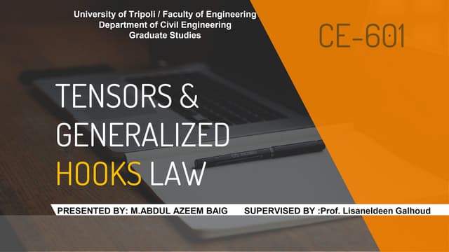 Tensors And Generalized Hooks Law And How To Reduce 81 Constants To 1 Ppt 8389