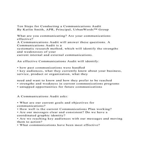 Ten Steps for Conducting a Communications Audit By Katlin Sm.docx