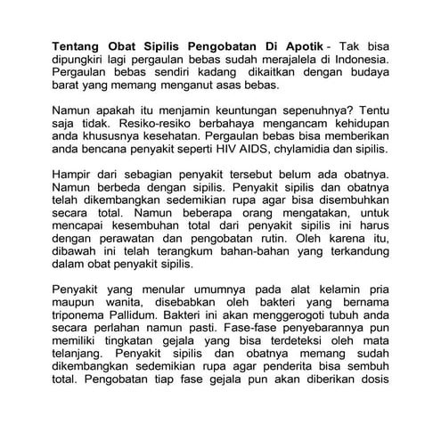 Tentang Obat Sipilis Pengobatan Di Apotik | PDF