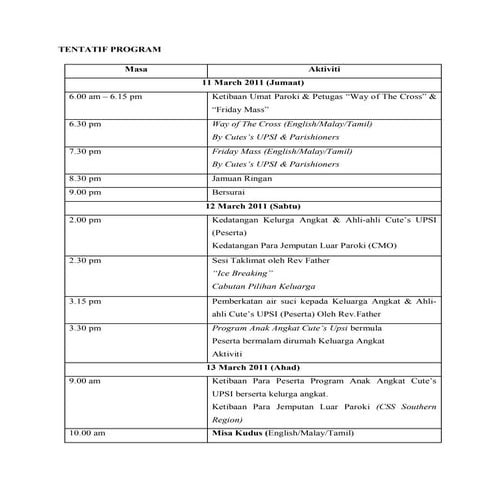 Tentatif program | PDF