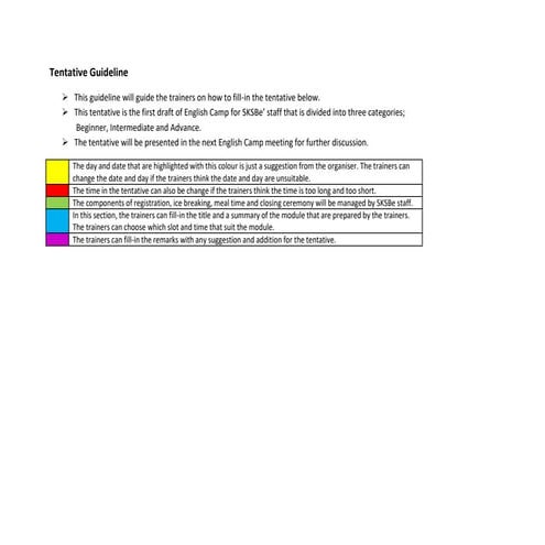 Tentative Guideline EIC 2018 for english in camp | DOCX