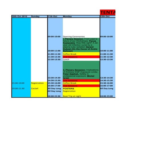 Tentative program | XLS