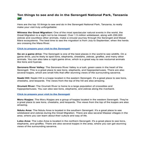 Serengeti National Park | PDF