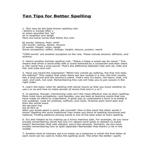Ten tips for better spelling | PDF