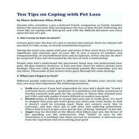 Ten tips on coping with pet loss | DOCX