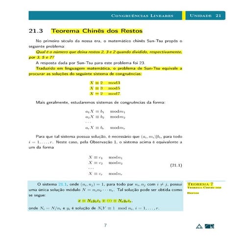 Teorema do resto chinês | PDF