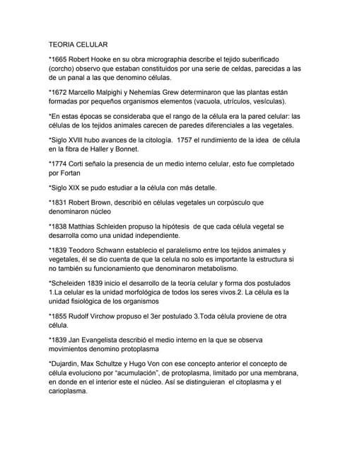 Linea historica teoria celular | PDF