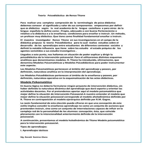 Teoria psico didáctica de renzo titoe | PDF