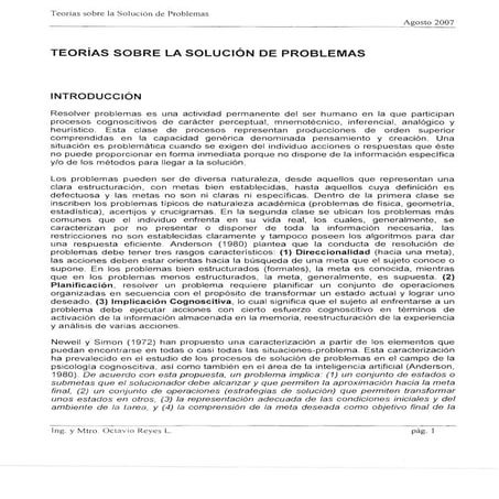 Teorias sobre la Resolucion de Problemas | PDF