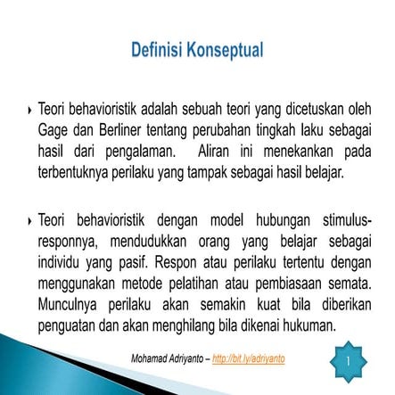 Teori Belajar Perilaku | PPTX