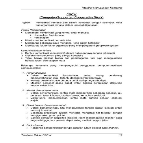TEORI DAN FAKTO CSCW | PDF
