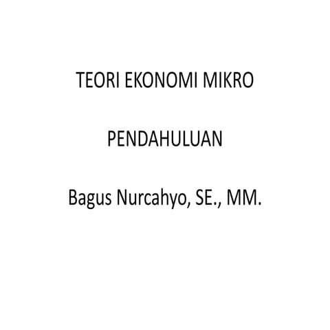 Teori ekonomi mikro | PPTX