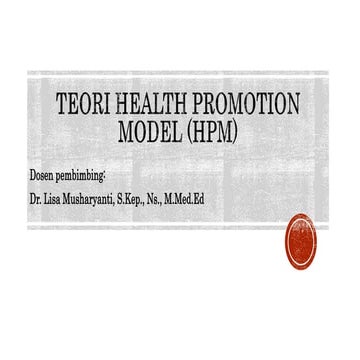 Teori Health promotion model (HPM) | PPTX