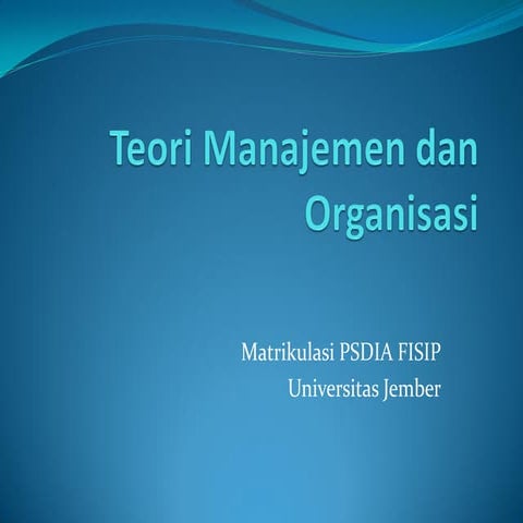 Teori Manajemen dan Organisasi bagi mahasiswa | PDF