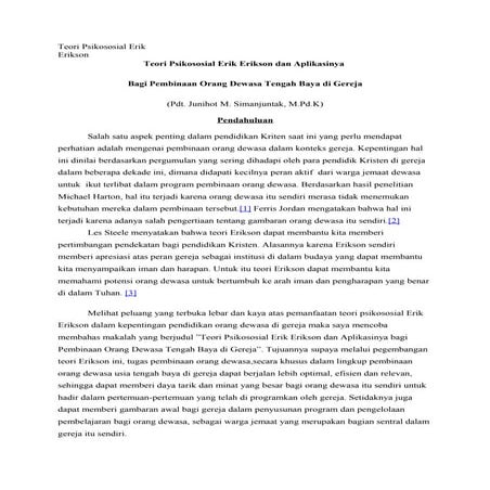 EDUP3103 : TEORI PSIKOSOSIAL ERIK ERIKSON | PDF