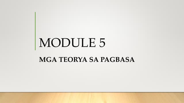 Mga teorya sa pagbasa | PPTX