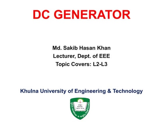 DC generator construction and principle of operation | PPTX | Physics | Science