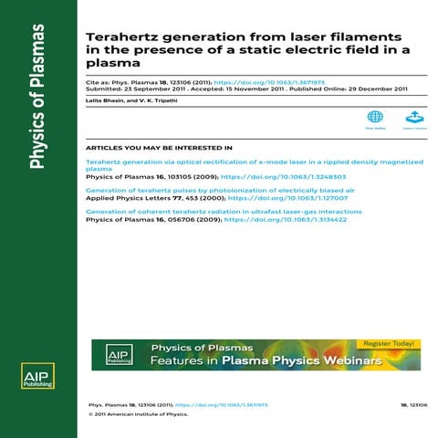 Terahertz generation from laser filaments in the presence of a static electric field in a plasma ...