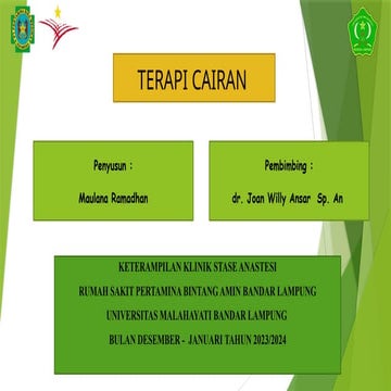 TERAPI CAIRAN 2024 materi anestesi pada pasien | PPTX