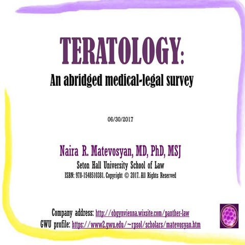 TERATOLOGY: Abridged medical-legal survey (by Dr. Naira Matevosyan) | PDF