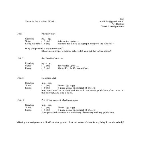 Term 1 Assignments | DOC