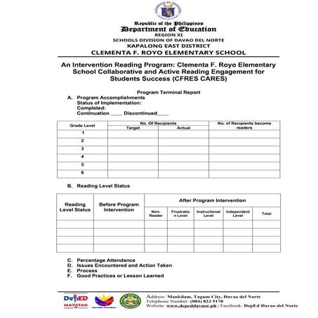 TERMINAL REPORT for reading program.docx