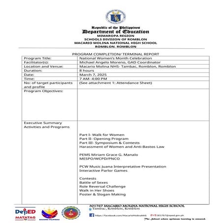 Terminal Report- Women's Month 2025.docx