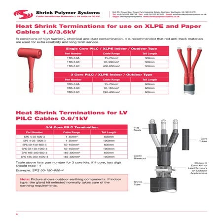 Heat Shrink Cable Terminations - High Voltage Cable Terminations, 11…