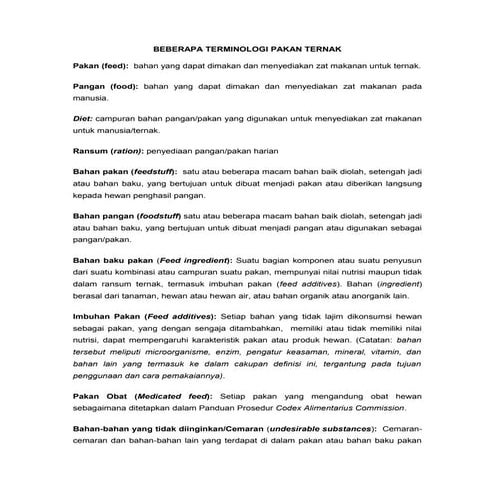 Terminologi pakan-ternak | DOC