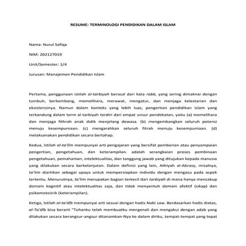 Terminologi pendidikan islam | DOCX