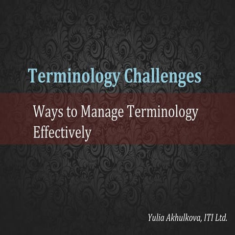 Terminology management as fitness v.2 iti | PPT