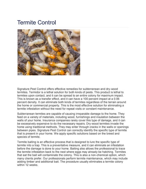 Home Infestations: How to Control Termites | PDF