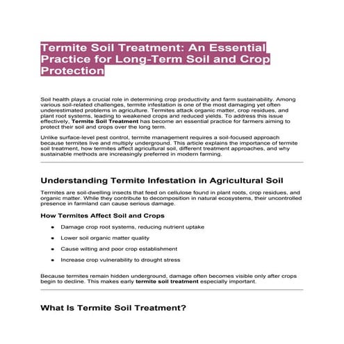 Termite Soil Treatment: An Essential Practice for Long-Term Soil and ...