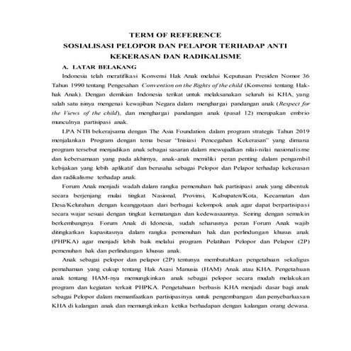 Term of reference sosialisasi | PDF