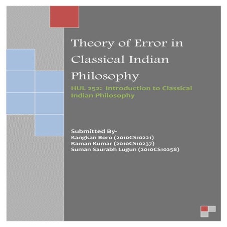 Theory of Error in Classical Indian Philosophy | PDF
