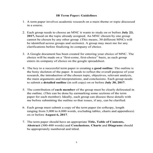 Term paper guidelines | PDF